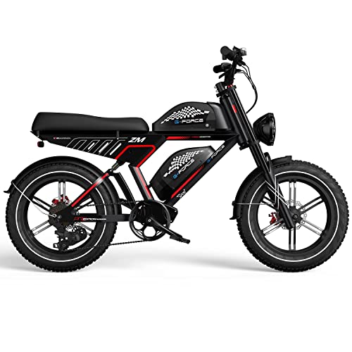 G-Force ZM Electric Bike with 750W Motor,20" x 4" Fat Tires Electric Bicycle for Adults with 48V 33.5Ah/20Ah Removable Battery,Extra-Long Range, 28 MPH,Shimano 7 Speed System,Dual Hydraulic Brakes