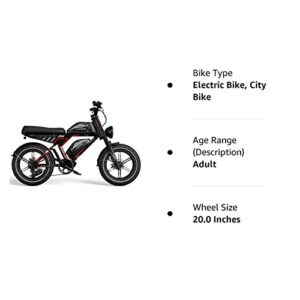 G-Force ZM Electric Bike with 750W Motor,20" x 4" Fat Tires Electric Bicycle for Adults with 48V 33.5Ah/20Ah Removable Battery,Extra-Long Range, 28 MPH,Shimano 7 Speed System,Dual Hydraulic Brakes