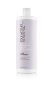 paul mitchell clean beauty repair conditioner, strengthens, balances moisture, for damaged, brittle hair, 33.8 fl. oz.