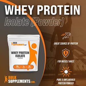 BULKSUPPLEMENTS.COM Whey Protein Isolate Powder - Whey Protein - Flavorless Protein Powder - Pure Protein Powder - 30g per Serving, 33 Servings of Unflavored Protein Powder (1 Kilogram - 2.2 lbs)