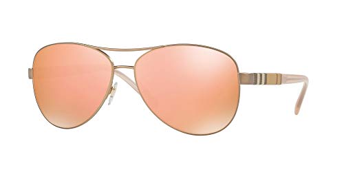 BURBERRY Women's BE3080 Sunglasses Matte Gold/Brown Mirror Rose Gold 59mm