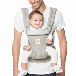 ergobaby omni 360 all-position baby carrier for newborn to toddler with lumbar support (7-45 pounds), pearl grey, one size (pack of 1)