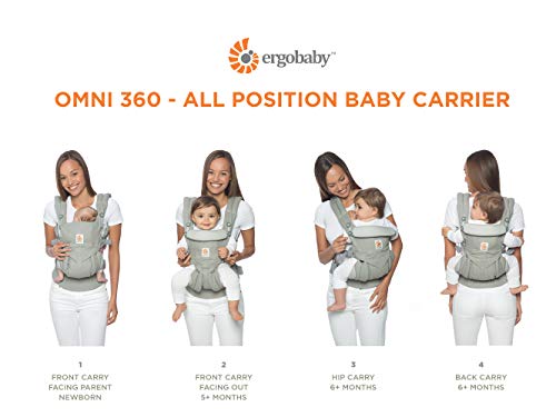 Ergobaby Omni 360 All-Position Baby Carrier for Newborn to Toddler with Lumbar Support (7-45 Pounds), Pearl Grey, One Size (Pack of 1)