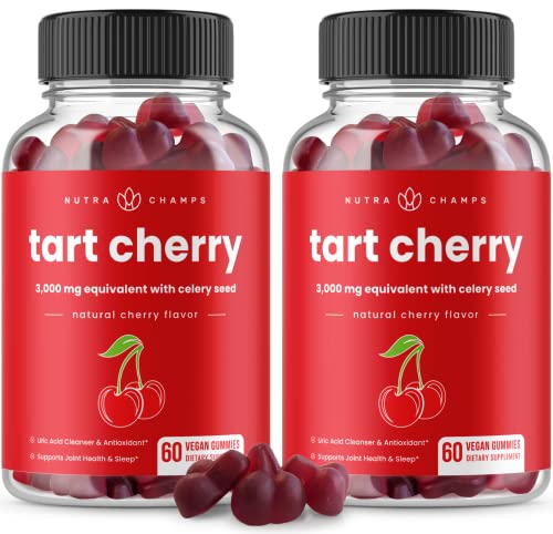 (2-Pack) 120 Tart Cherry Gummies - 3000mg Supplement with Celery Seed Extract - Vegan Tart Cherry Concentrate Gummy Vitamin