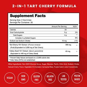 (2-Pack) 120 Tart Cherry Gummies - 3000mg Supplement with Celery Seed Extract - Vegan Tart Cherry Concentrate Gummy Vitamin