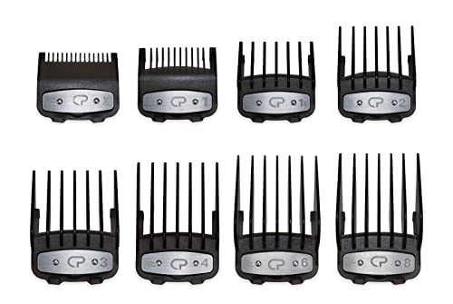 ClarityPro Professional Clipper Guards | Premium Magnetic Clipper Guards for Wahl, BabylissPRO, Gamma+, Stylecraft (All Excluding Andis and Oster) | From 1/16" to 1" - 8 Pack