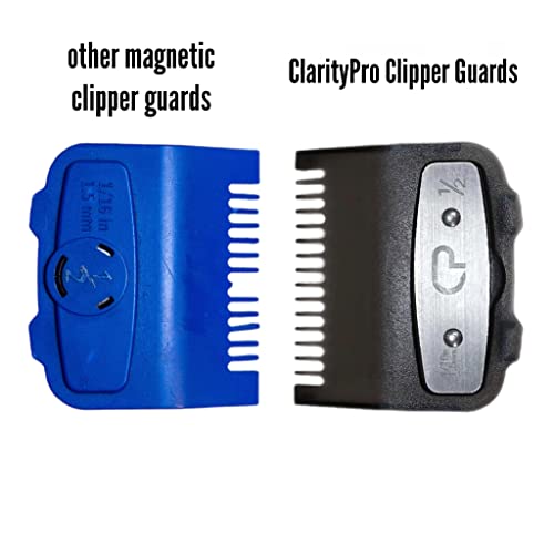 ClarityPro Professional Clipper Guards | Premium Magnetic Clipper Guards for Wahl, BabylissPRO, Gamma+, Stylecraft (All Excluding Andis and Oster) | From 1/16" to 1" - 8 Pack