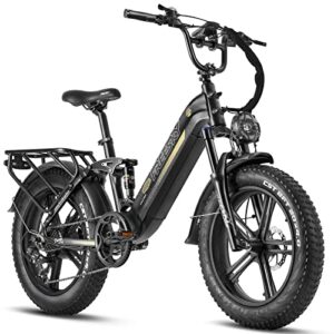 freesky step-thru electric bike for adults 750w high-speed motor 48v 15ah samsung cell battery, 20″ fat tires ebike 28mph 35-80miles electric commuter/city cruiser bike for women,