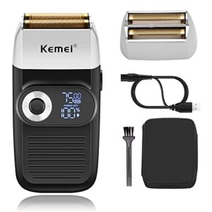 kemei foil professional electric shaver for men razor with bald trimmer cordless shavers rechargeble led display 2 in 1