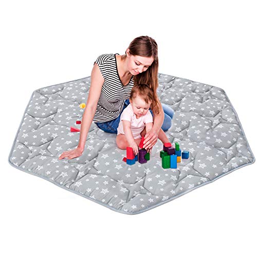 Hexagon Playpen Mat, Baby Playmat Fits Regalo Portable Play Yard 48 Inch and hiccapop 53" PlayPod Playpen, 6 Panel Playpen Mattress Non Slip Kids Tent Mat Hexagon Pad Mat