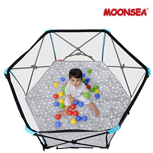 Hexagon Playpen Mat, Baby Playmat Fits Regalo Portable Play Yard 48 Inch and hiccapop 53" PlayPod Playpen, 6 Panel Playpen Mattress Non Slip Kids Tent Mat Hexagon Pad Mat