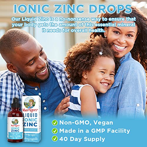 Zinc Supplements for Immune Support | Ionic Zinc for Kids & Adults | Liquid Zinc Supplement | 40 Day Supply | Zinc Sulfate | Skin Care Supplement | Vegan | Non-GMO | Gluten Free | 40 Servings