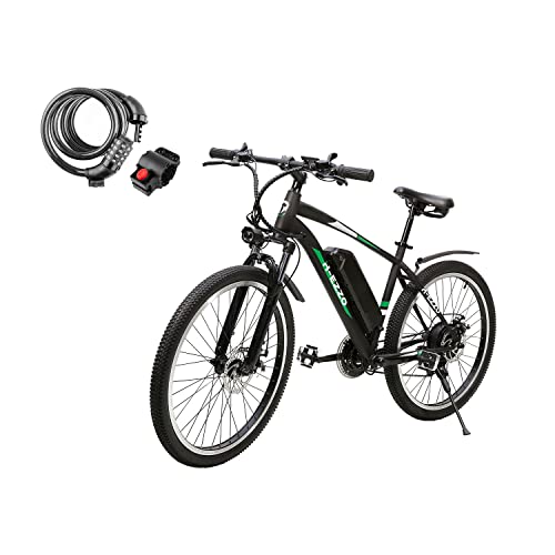 HEZZO Electric Bike, Electric Bike for Adults 350/750W Ebikes 26" Electric Mountain Bike Shimano 21 Speed Gears Electric Bicycle with 36V 10.4Ah/48V 10Ah Removable Battery and Free Lock (750W-48V)