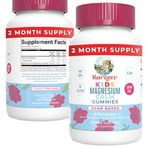 kids magnesium citrate gummies by maryruth’s | 2 month supply | sugar free | magnesium supplement | calm magnesium gummies for kids 2+ | bone, nerve, gut health | vegan | non-gmo | 60 count