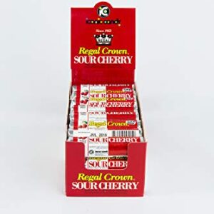 Regal Crown Sour Cherry Candy Rolls | Traditional Sour Cherries Candy | Tart and Tangy Old Fashioned Sour Cherry Hard Candy Brought To You By Iconic Candy | 24 Count