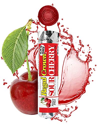 Regal Crown Sour Cherry Candy Rolls | Traditional Sour Cherries Candy | Tart and Tangy Old Fashioned Sour Cherry Hard Candy Brought To You By Iconic Candy | 24 Count