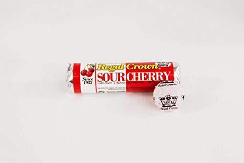 Regal Crown Sour Cherry Candy Rolls | Traditional Sour Cherries Candy | Tart and Tangy Old Fashioned Sour Cherry Hard Candy Brought To You By Iconic Candy | 24 Count