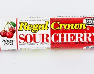 Regal Crown Sour Cherry Candy Rolls | Traditional Sour Cherries Candy | Tart and Tangy Old Fashioned Sour Cherry Hard Candy Brought To You By Iconic Candy | 24 Count