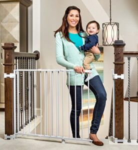 regalo 2-in-1 stairway and hallway wall mounted baby gate, bonus kit, includes banister and wall mounting kit