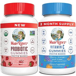 maryruth organics adult probiotic gummies & vitamin c gummies bundle gummies for digestive support & gut health | vegan vitamin c gummies for immune function & overall health for adults & kids