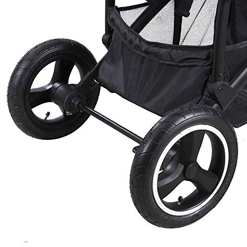 Scozer Stroller with Dining Plate and Cup Holder Big Storage Basket,Adjustable Awning, Variable Seat and Recliner Lightweight Baby Jogger Travel System,Black