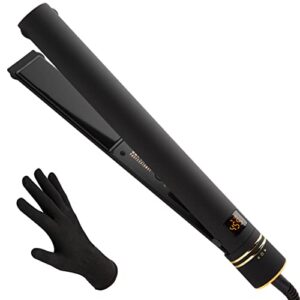 hot tools pro artist black gold evolve ionic salon hair flat iron | long-lasting finish for straightening hair, (1-1/4 in)