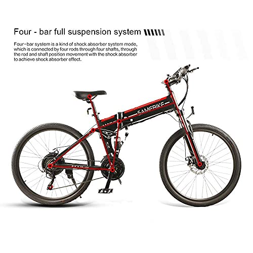 SAMEBIKE Electric Folding Bicycle for Adults, L026 Mountain Electric Bike EBike 500W 48V 10AH Lithium Battery 26 inch Foldable Commuter EBike for Men/Women (Black)