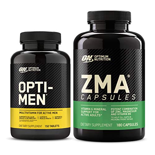 Optimum Nutrition Opti-Men, Mens Daily Multivitamin Supplement (150 Count) with ZMA Muscle Recovery and Endurance Supplement for Men and Women, Zinc and Magnesium Supplement (180 Count) - Bundle Pack