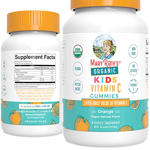 USDA Organic Vitamin C Gummies for Kids & Vegan Omega 3 Gummies for Kids Bundle by MaryRuth's | Immune Function & Overall Health | Omega 3 with Vitamin C, Vitamin E, Flaxseed Oil | Brain Health