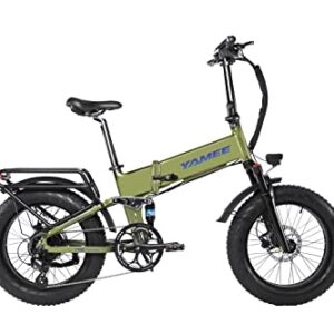 YAMEE 750S Off-Road Electric Bike for Adults, Ebikes, 48V 14.5AH Lithium Battery Folding Bike Shimano 8 Speed Shifter Electric Bikes 20" 4.0 All Terrain Fat Tire Ebike for Men Women