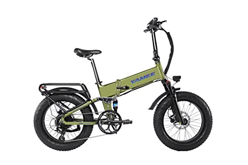 YAMEE 750S Off-Road Electric Bike for Adults, Ebikes, 48V 14.5AH Lithium Battery Folding Bike Shimano 8 Speed Shifter Electric Bikes 20" 4.0 All Terrain Fat Tire Ebike for Men Women