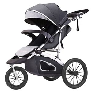 baby jogging stroller for toddler kids compact single city jogger strollers all terrain jog 3 wheels pushchair expedition with parent console (grey)