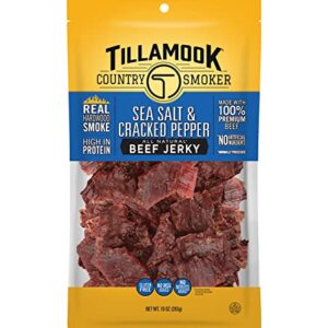 Tillamook Country Smoker Real Hardwood Smoked Beef Jerky, Sea Salt & Cracked Pepper, 10 Ounce