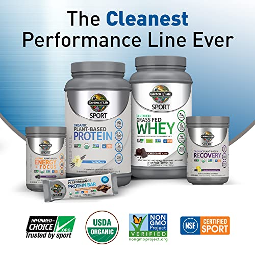 Garden of Life Sport Whey Protein Powder Vanilla, Premium Grass Fed Whey Protein Isolate Plus Probiotics for Immune System Health, 24g Protein, Non GMO, Gluten Free, Cold Processed - 20 Servings