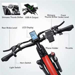 E·Bycco Electric Bike for Adults 750W, Electric Bicycle 48V 16Ah Removable Battery 26" Fat Tire Ebike,30MPH Full-Suspension,3.5'' LCD Display,Shimano 7-Speed,Snow Beach Electric Mountain Bike