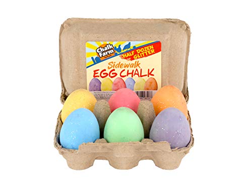 Regal Games Sidewalk Glitter Egg Chalk, 6 Count Chalk, Non-Toxic, Washable, Art Set