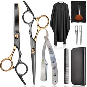 hair scissors barber shears set, fcysy professional hair cutting scissors kit, haircut scissors thinning shears for haircutting, hairdresser trimming scissors tools hair supplies for men women pet