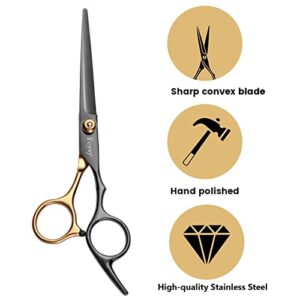 Hair Scissors Barber Shears Set, Fcysy Professional Hair Cutting Scissors Kit, Haircut Scissors Thinning Shears for Haircutting, Hairdresser Trimming Scissors Tools Hair Supplies for Men Women Pet