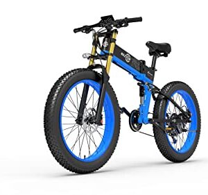 Bezior X PLUS Electric Bike for Adults, Foldable 26"x4.0 Fat Tire Electric Bicycle, 1500w Motor 48V 17.5Ah Removable Lithium Battery, Up to 25 MPH, Shimano 27-Speed Gear and Dual Shock Absorber Ebikes