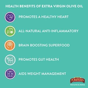 Pompeian Smooth Extra Virgin Olive Oil, First Cold Pressed, Mild and Delicate Flavor, Perfect for Sauteing and Stir-Frying, Naturally Gluten Free, Non-Allergenic, Non-GMO, 48 FL. OZ., Single Bottle