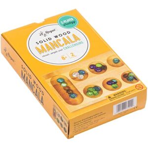 Regal Games - Wooden Mancala Board Game Set - Portable Foldable Wooden Board, 48 Glass Mancala Stones, and Mancala Instructions - for Large Groups, Parties, Travel, Family Events, Adults, and Kids