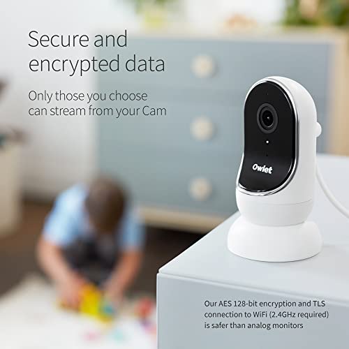 Owlet Cam Smart Baby Monitor - HD Video Monitor with Camera, Wide Angle Lens, Audio and Background Sound, Encrypted WiFi, Motion and Sound Notifications, Humidity, Room Temp, Night Vision, 2-Way Talk