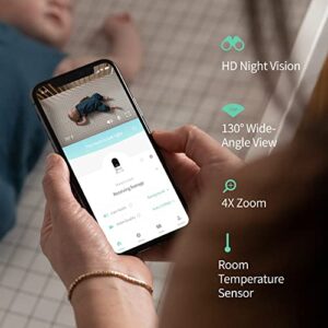 Owlet Cam Smart Baby Monitor - HD Video Monitor with Camera, Wide Angle Lens, Audio and Background Sound, Encrypted WiFi, Motion and Sound Notifications, Humidity, Room Temp, Night Vision, 2-Way Talk