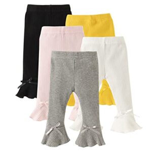 u·nikaka toddler baby girl 0-48 months 5-pack pants in grey white black orange and pink