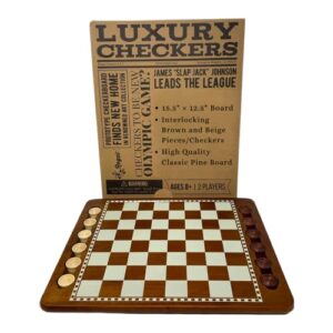 Regal Games - Luxury Checkers Board Game - Classic Tabletop Game Set - Solid Natural Pine Game Board, Interlocking Wood Checkers, Built-in Storage Grooves - Fun for Families, Kids, Parties - Ages 8+