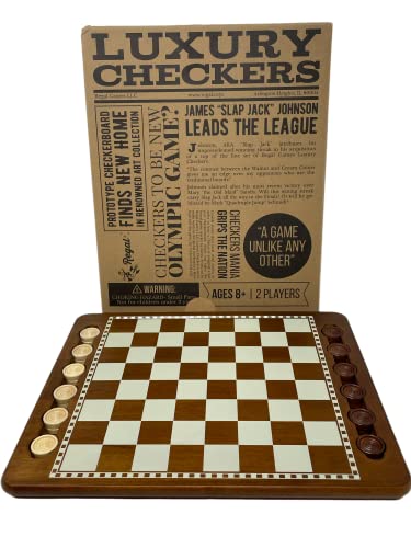 Regal Games - Luxury Checkers Board Game - Classic Tabletop Game Set - Solid Natural Pine Game Board, Interlocking Wood Checkers, Built-in Storage Grooves - Fun for Families, Kids, Parties - Ages 8+