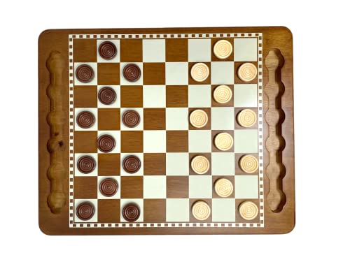 Regal Games - Luxury Checkers Board Game - Classic Tabletop Game Set - Solid Natural Pine Game Board, Interlocking Wood Checkers, Built-in Storage Grooves - Fun for Families, Kids, Parties - Ages 8+