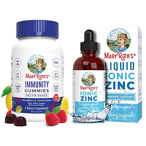 Immunity Gummies & Liquid Zinc Bundle by MaryRuth's | 5-in-1 Sugar Free Immunity Gummies, 90ct | Ionic Zinc Sulfate Drops + Organic Glycerin, 4oz | Formulated for Adults & Kids | Vegan, Non-GMO