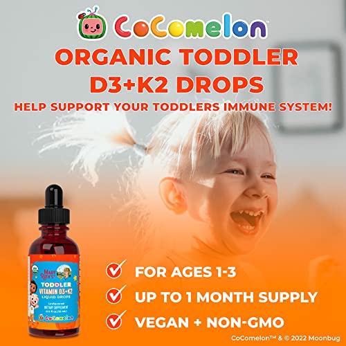 USDA Organic Cocomelon Vitamin D3 K2 Liquid Drops for Toddlers & Toddler Liquid Zinc Bundle by MaryRuth's | Calcium Absorption | Strong Bones | Zinc Sulfate for Immune Support | Vegan