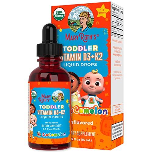 USDA Organic Cocomelon Vitamin D3 K2 Liquid Drops for Toddlers & Toddler Liquid Zinc Bundle by MaryRuth's | Calcium Absorption | Strong Bones | Zinc Sulfate for Immune Support | Vegan